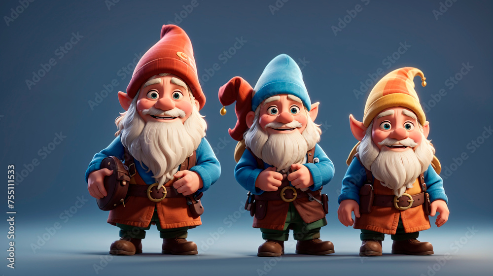 The illustration shows a cartoon dwarf with a large hat that covers his ...