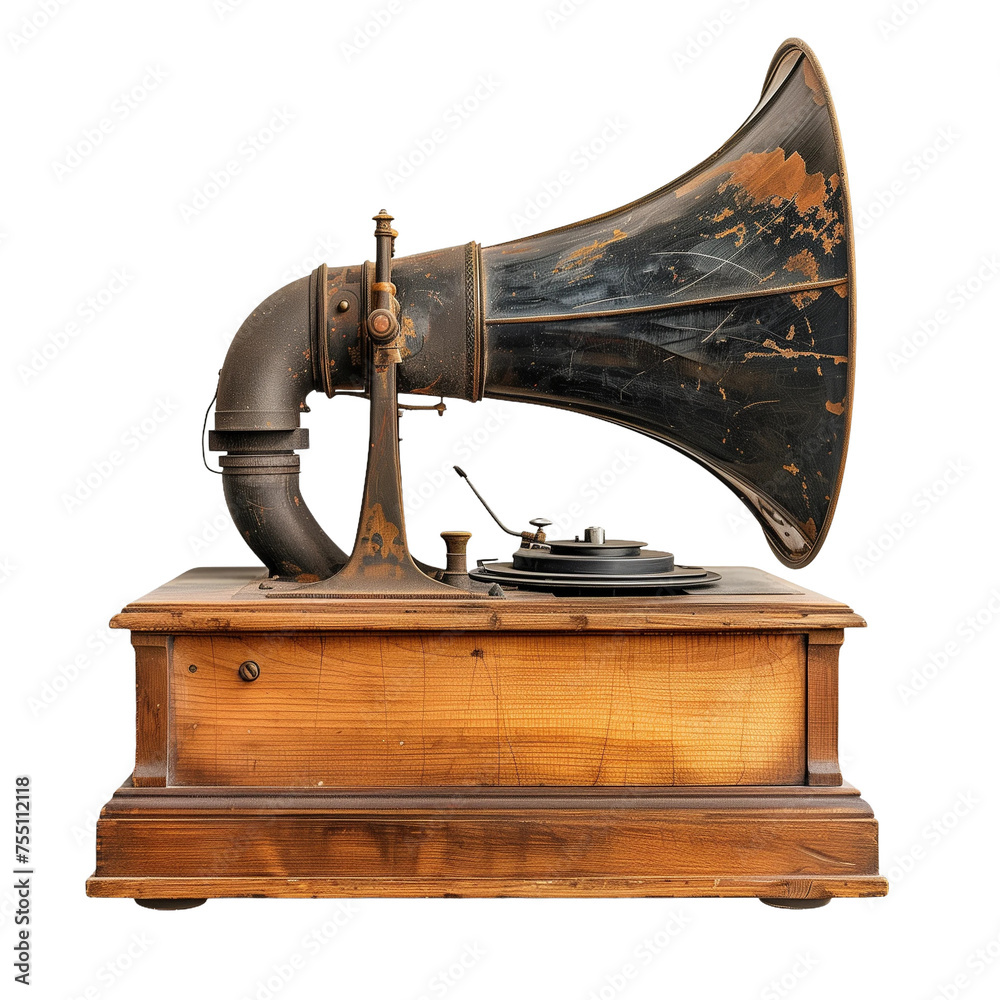 Phonograph horn on transparent background Stock Photo | Adobe Stock