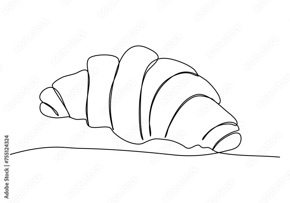 Croissant, one line drawing vector illustration. Stock Vector | Adobe Stock