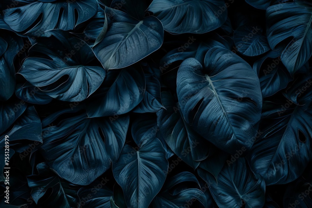 Dark and mysterious tropical leaf textures Presenting an abstract and ...
