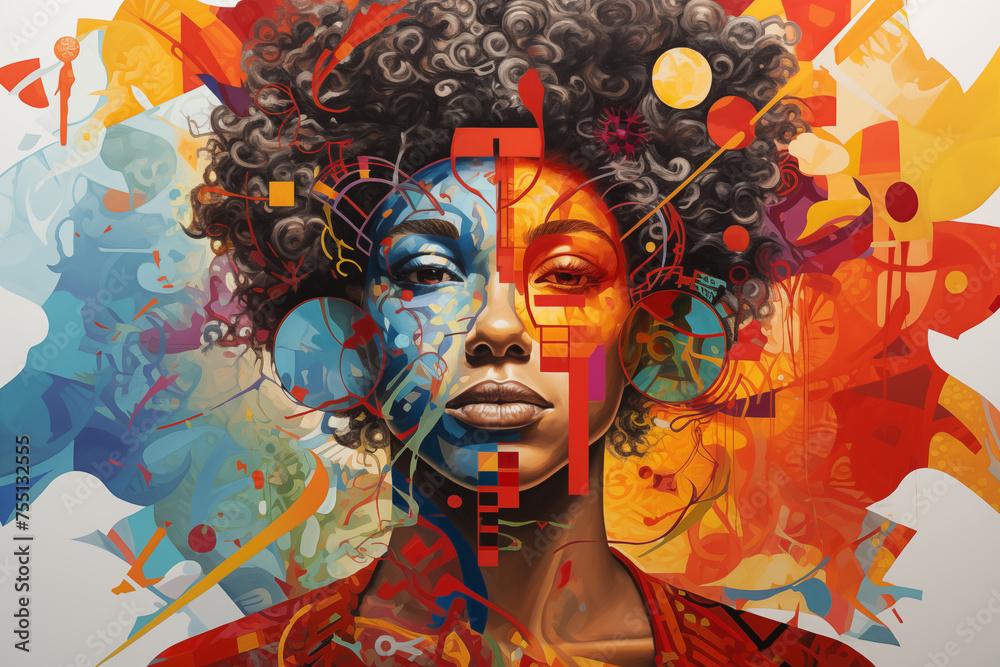 Abstract woman's face pattern, woman's creative expressions, Mindful ...