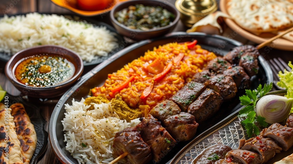 Arabic Cuisine traditional lunch. It's also Ramadan "Iftar". The meal ...