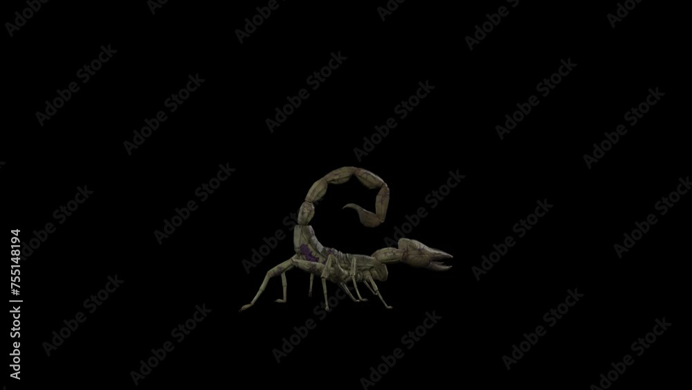 Vidéo Stock 3D Realistic Emperor scorpion Walk Rendering cycle side ...