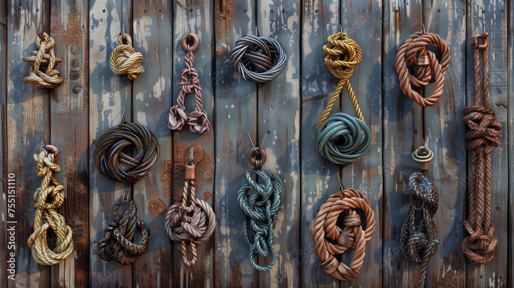 Poster A detailed, realistic image of a maritime knot display ...