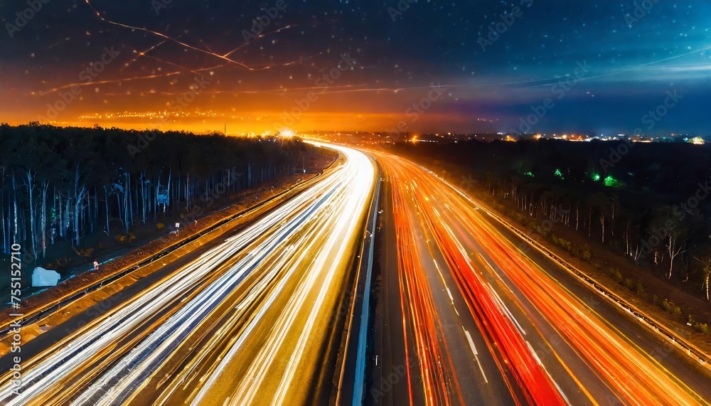 Generated image of A highway scene at night, with the glow of tail ...