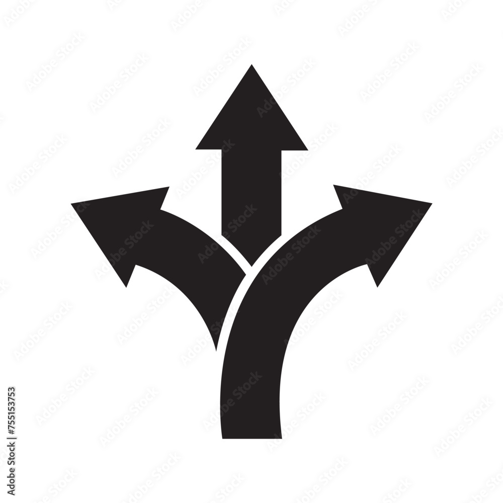 Three Headed Arrow Icon in trendy flat style isolated on white ...