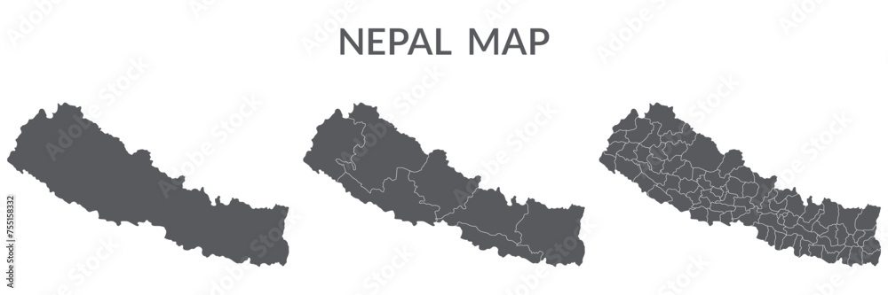 Nepal map. Map of Nepal in grey set Stock Vector | Adobe Stock