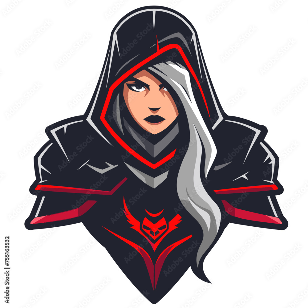 Vector esport logotype female warrior knight on white background, logo ...