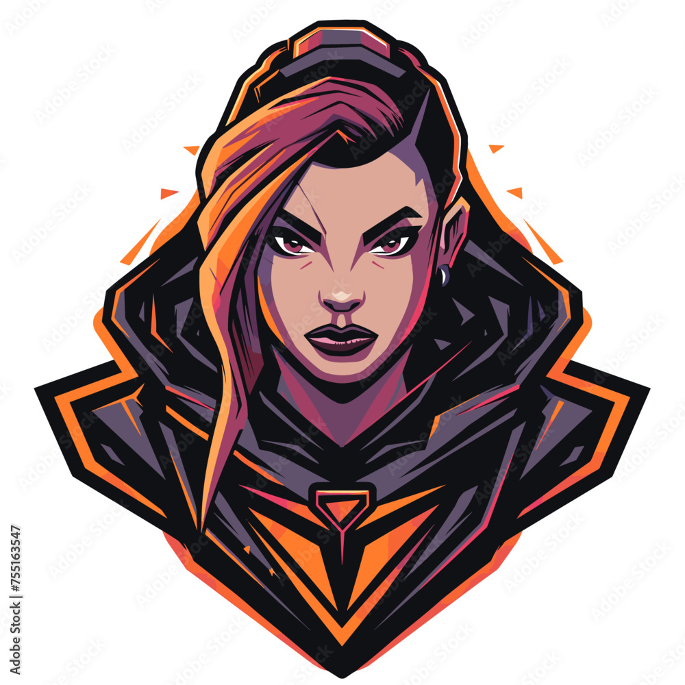 Vector esport logotype female warrior knight on white background, logo ...