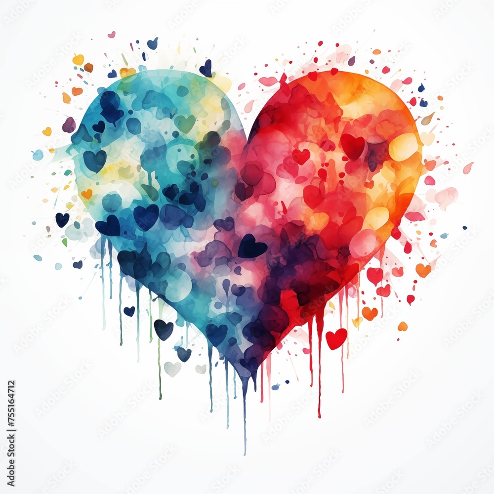 Abstract heart. Adorable heart clipart. Watercolor illustration ...