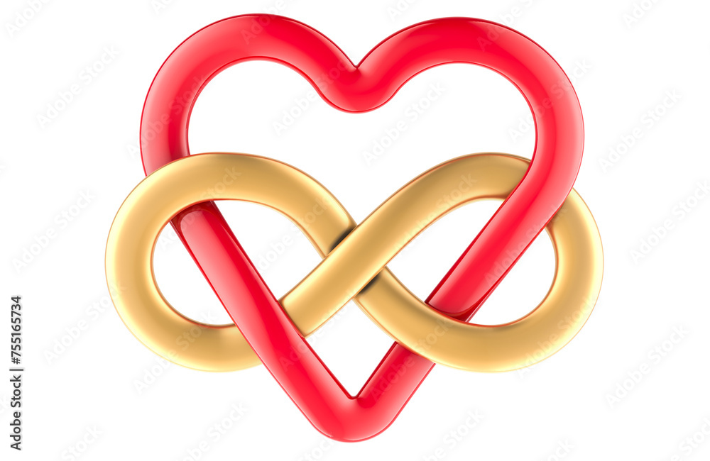 Red heart with infinity symbol. Infinity Love, concept. 3D rendering ...