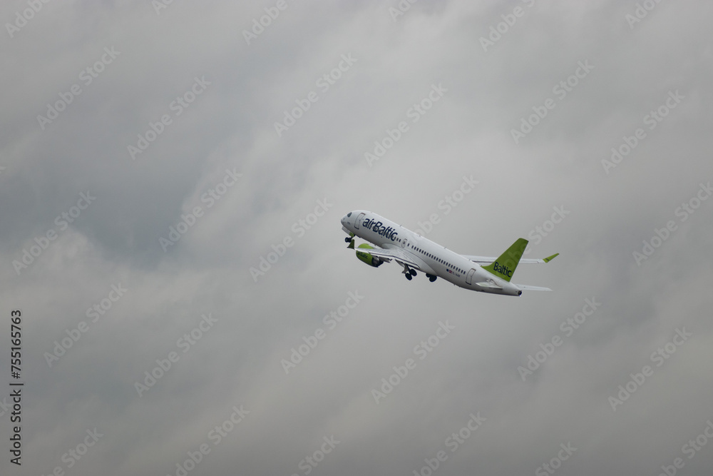 YL-AAR Air Baltic Airbus A220-300 jet in Zurich in Switzerland 17.1. ...