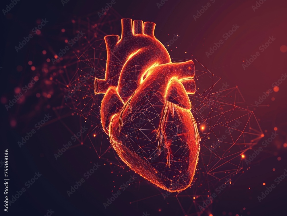 Human heart medical structure.The heart is intricately modeled in ...