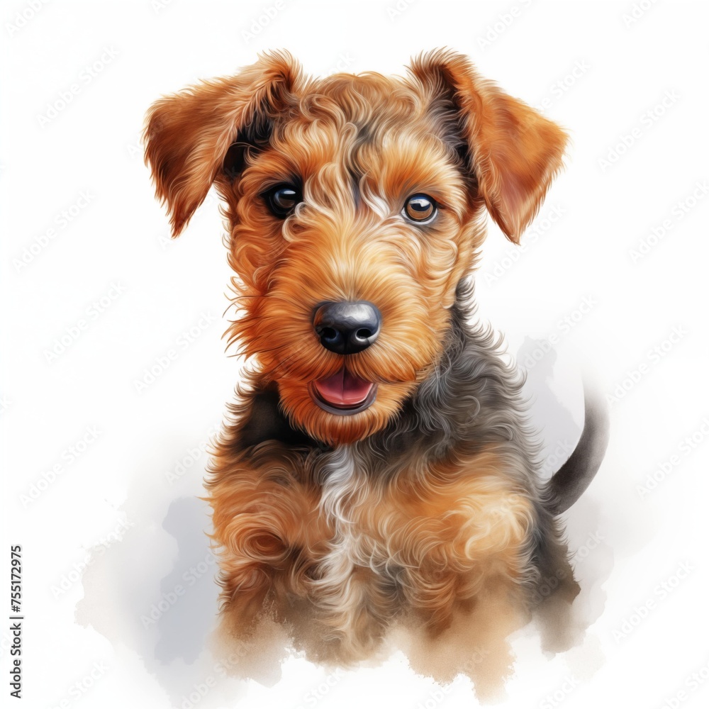 Airedale terrier dog. Bingley terrier, waterside terrier. Puppy dog ...