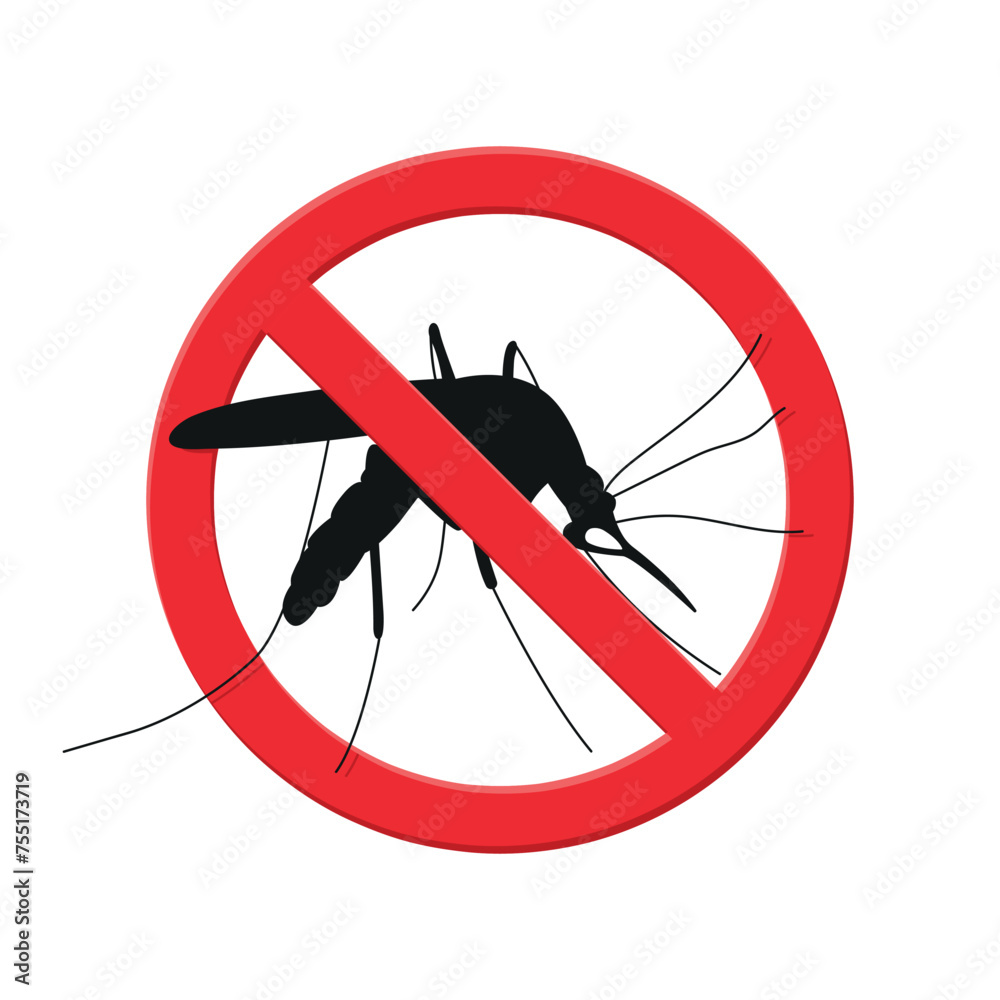 World Malaria Day, crossed out mosquito warning sign, stop malaria ...