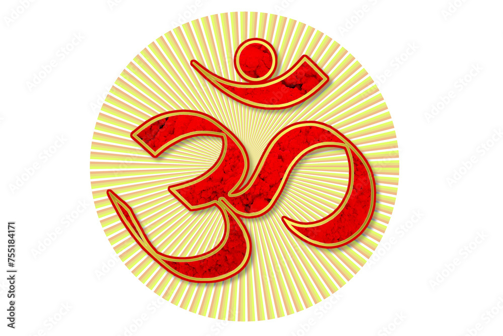 indian hinduism religious symbol red golden text Om,meaning adoration ...