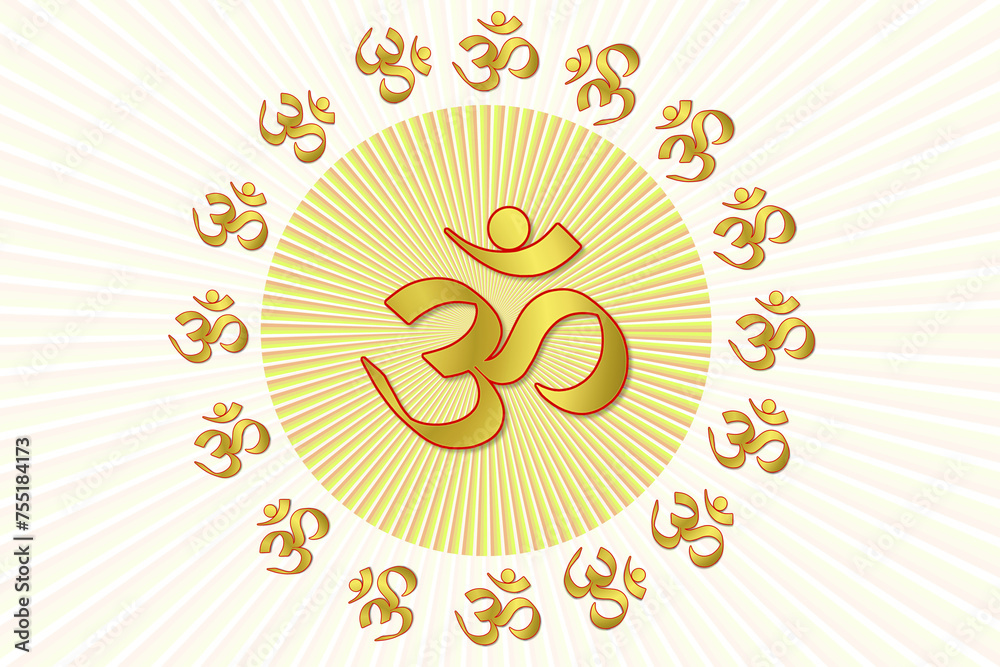 indian hinduism religious symbol golden text Om,meaning adoration to ...