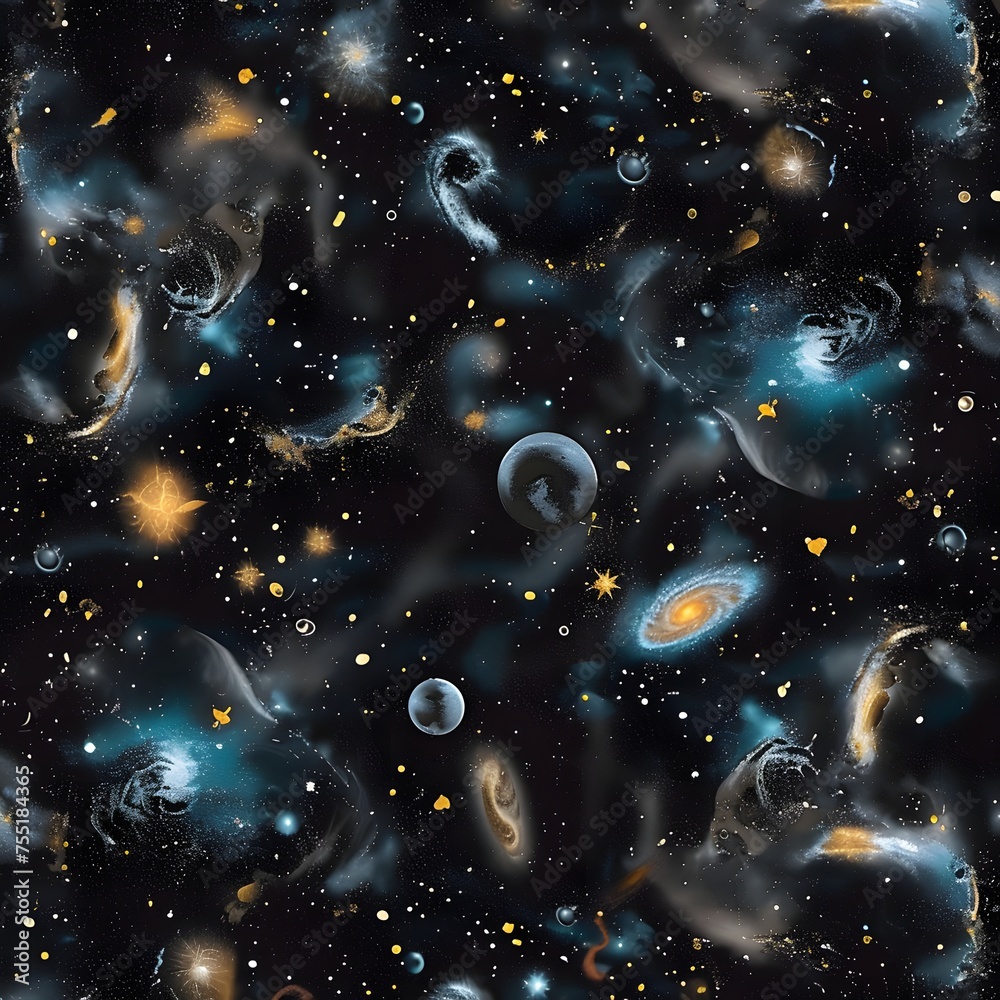 Galaxy Background: Cosmic dust and celestial bodies swirl in a seamless ...