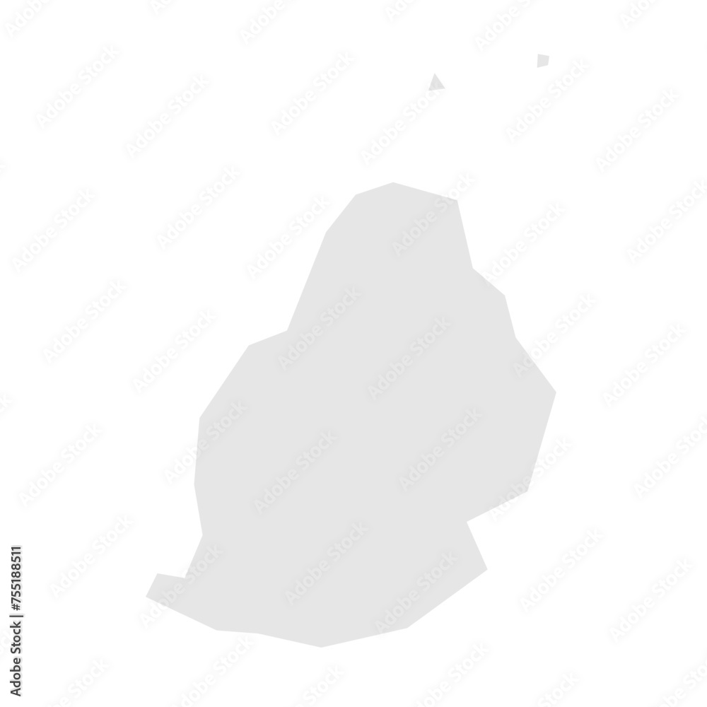 Mauritius country simplified map. Light grey silhouette with sharp ...