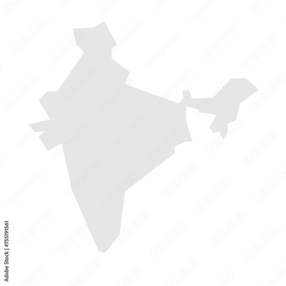 India country simplified map. Light grey silhouette with sharp corners ...