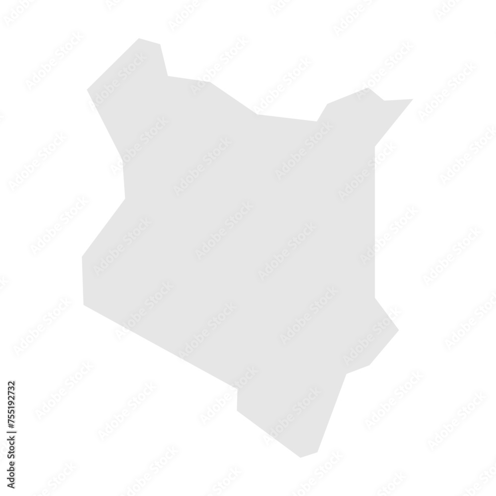 Kenya country simplified map. Light grey silhouette with sharp corners ...