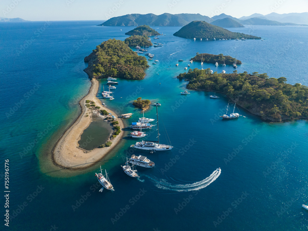 Summer Season in the Gocek Islands Beachs and Marina Drone Photo, Gocek ...