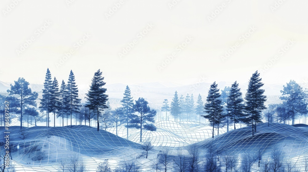 A blueprint design of a reforestation project, outlining strategies for ...