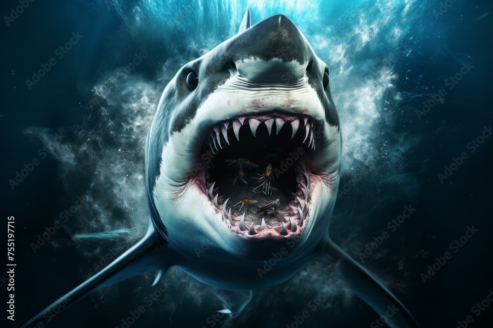 Terrifying Shark head screaming face. Big life. Generate Ai Stock Photo ...