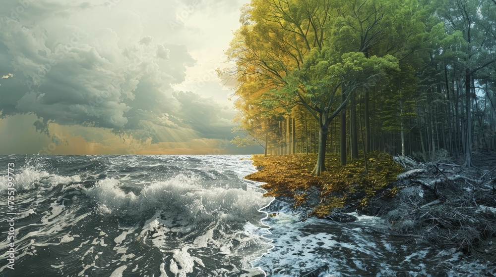 A visualization of the carbon footprint of deforested versus preserved ...