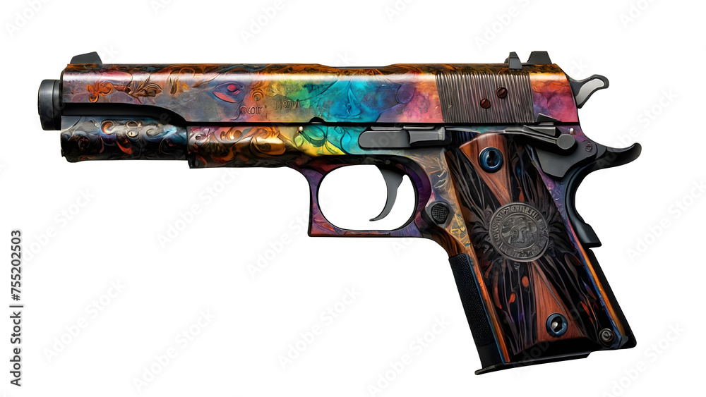 Vivid colored handgun png pistol png short gun png Unissued Military ...