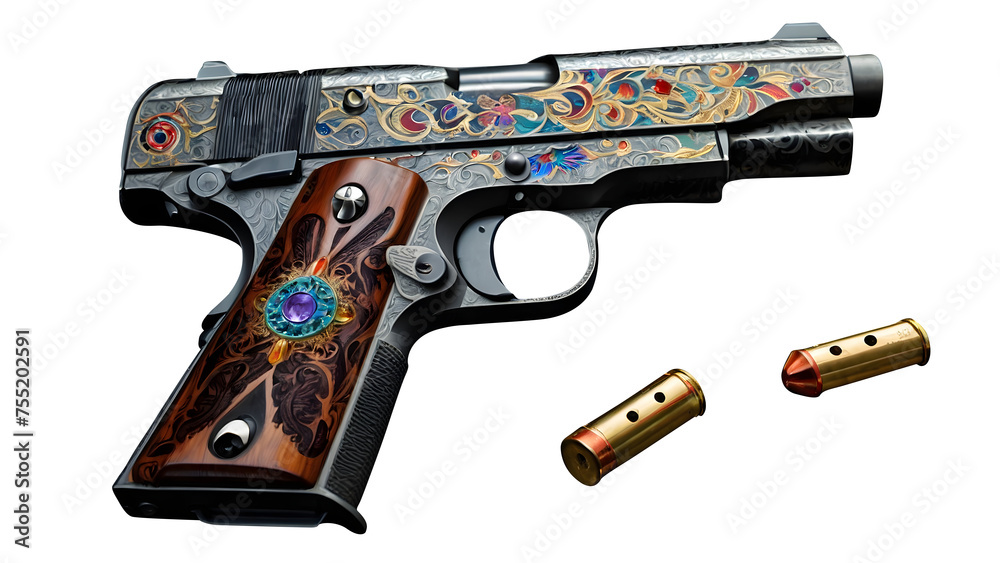 Vivid colored handgun png pistol png short gun png Unissued Military ...