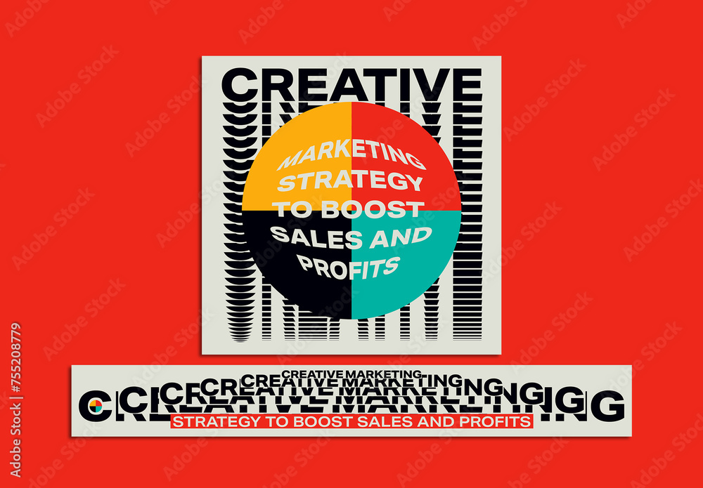 Creative Web Banners Design Layout Set with Stacked Text Stock Template ...