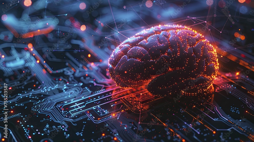 Here is the sentence you provided: "An illustration of a digital brain ...