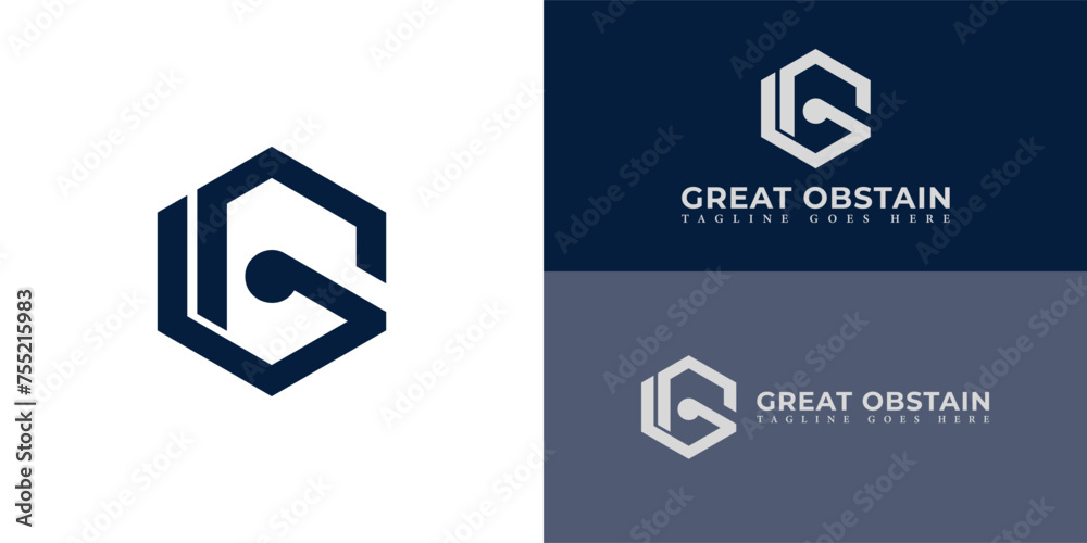 Abstract initial letter GO or OG logo in blue navy color isolated in ...
