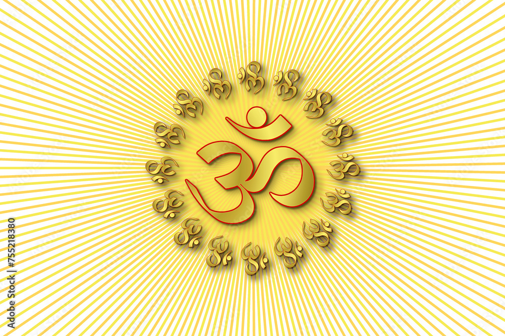 indian hinduism religious symbol golden text Om,meaning adoration to ...