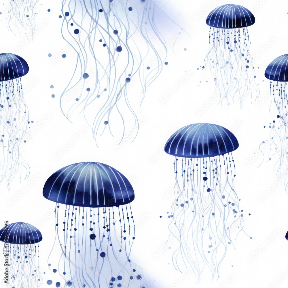 seamless pattern with jellyfish, The serene movement of jellyfish is ...