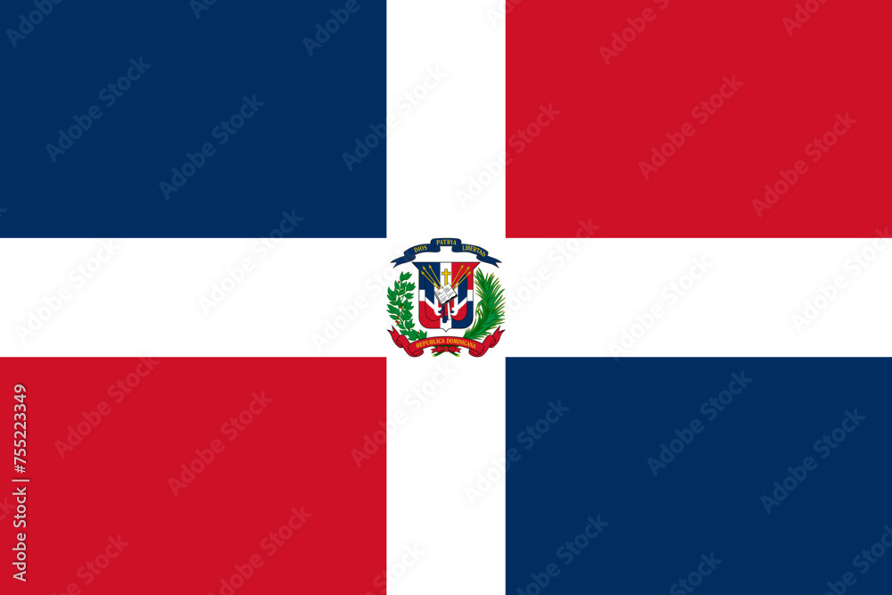 Dominican Republic vector flag in official colors and 3:2 aspect ratio ...