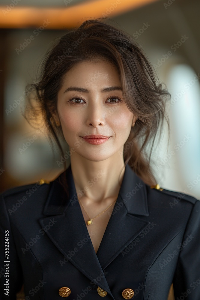 A 50-year-old Japanese woman working as a flight attendant. Woman ... A 50-year-old Japanese woman working as a flight attendant. Woman ...