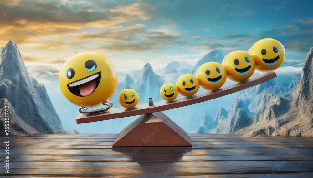 emoji emoticons vertically arranged with seesaws, emotional control for ...