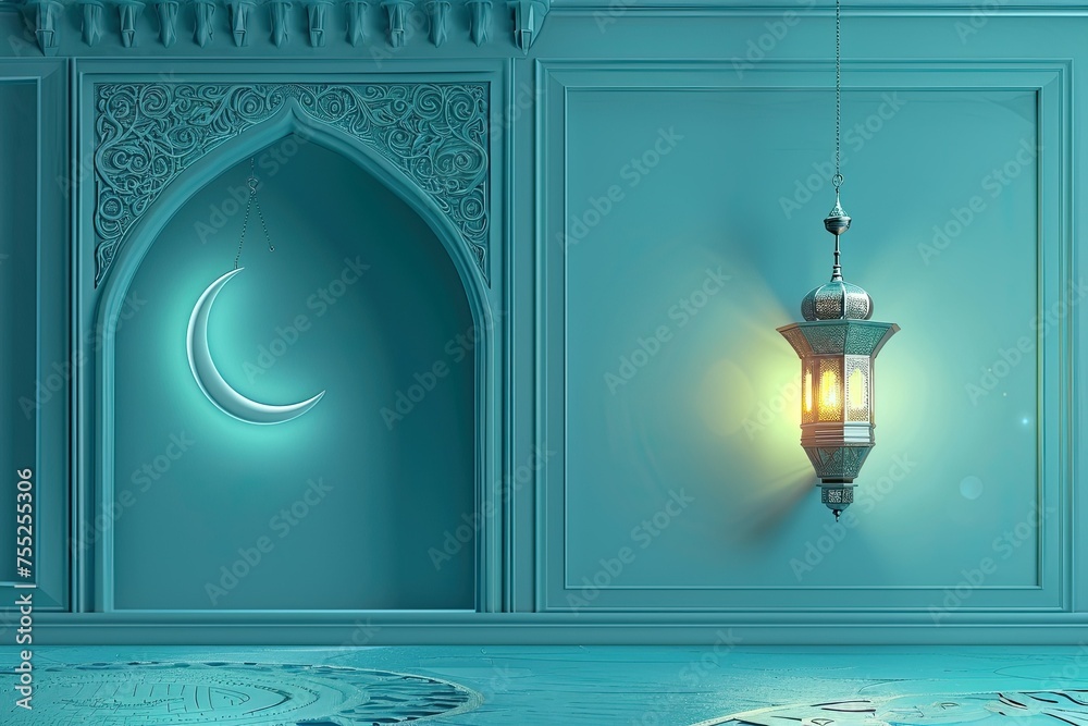 elegant turquoise islamic desktop wallpapers background with crescent ...