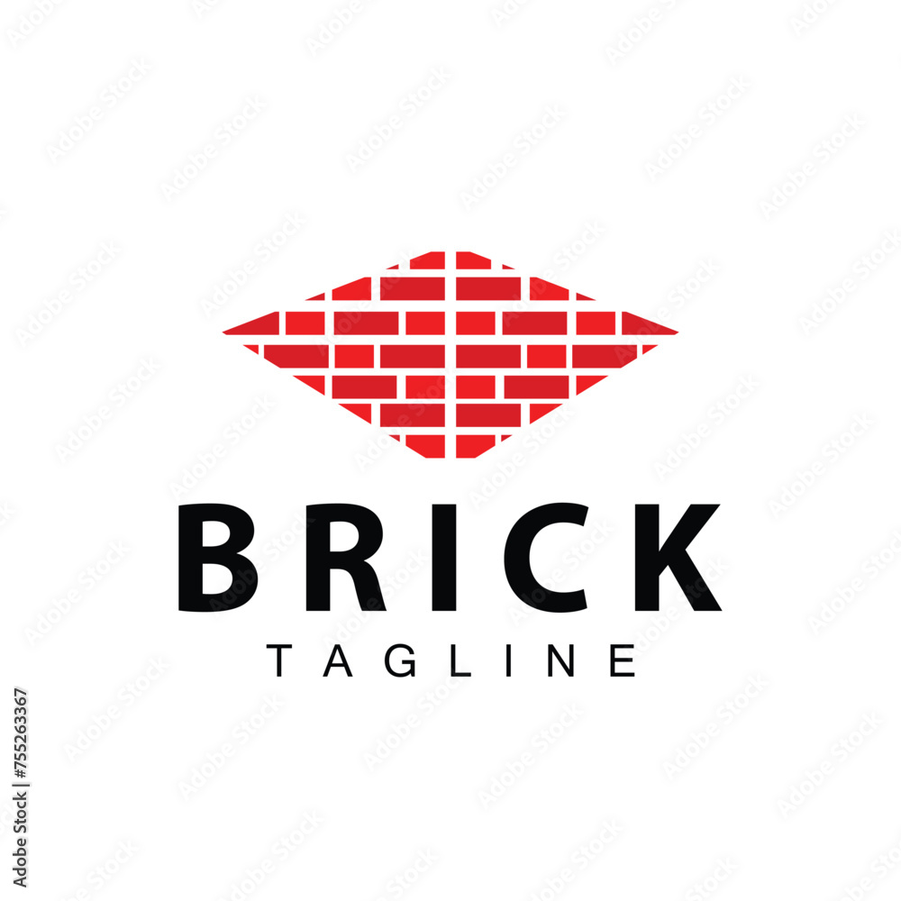 Abstract design simple red brick logo vector building material template ...
