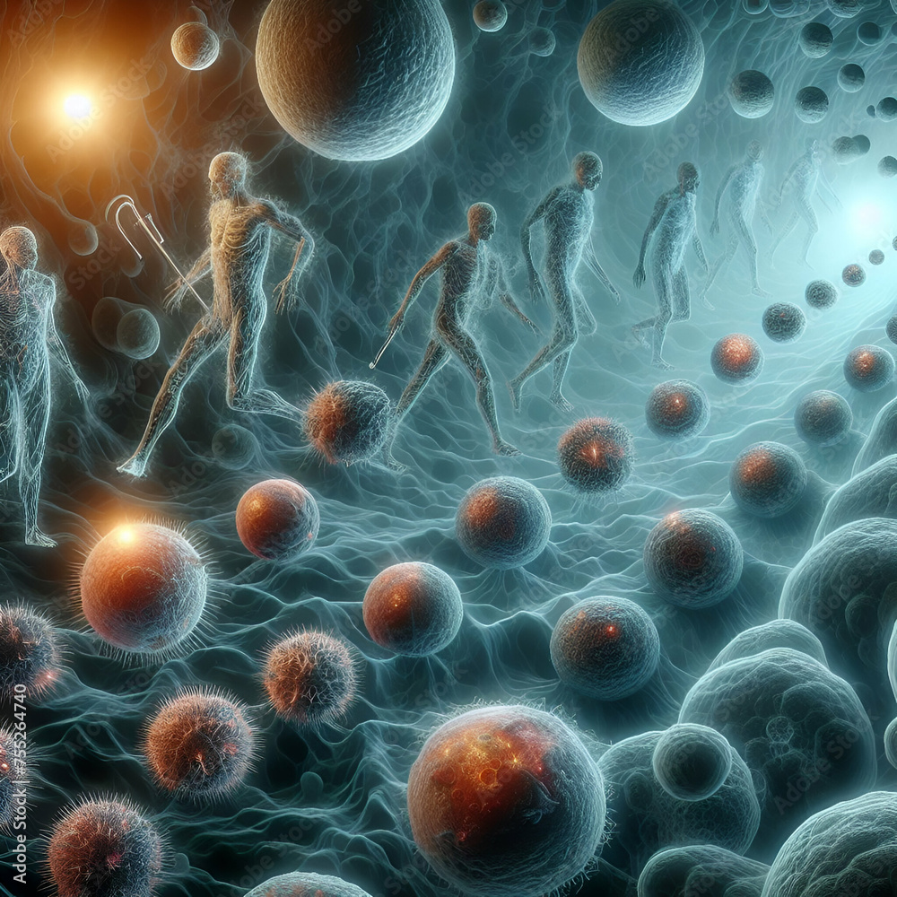 Human Cells in Stages of Cancer Carcinoma Disease Process Development ...