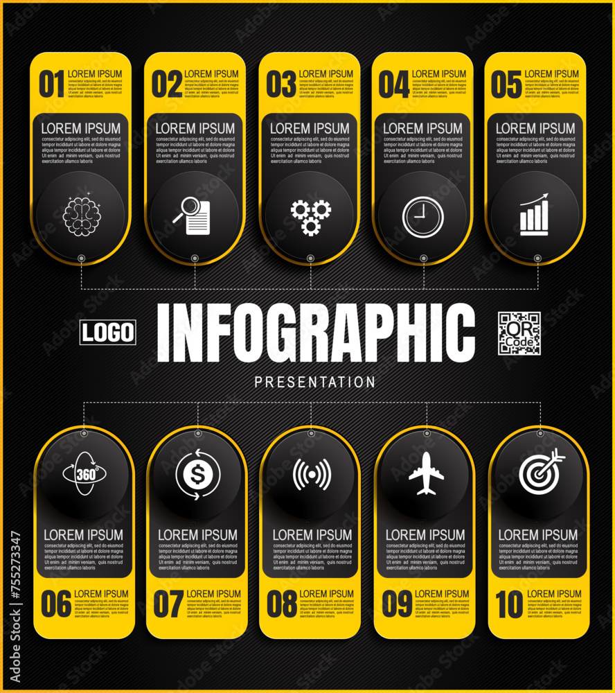 Vetor de Engaging black and yellow infographic templates for ...
