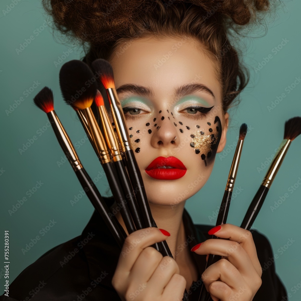 Fashion and makeup portrait with bold style - A striking model with ...