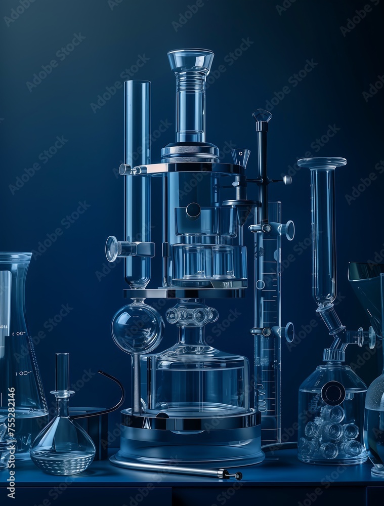 closeup glass items table laboratory arcane refined nose ancient coffee ...