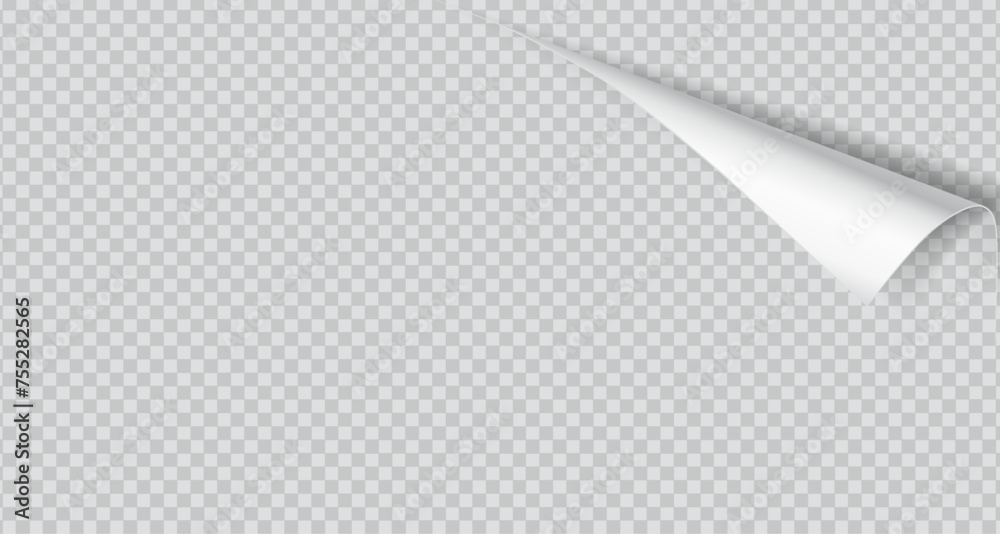 Curled corner of paper with shadow realistic vector illustration ...