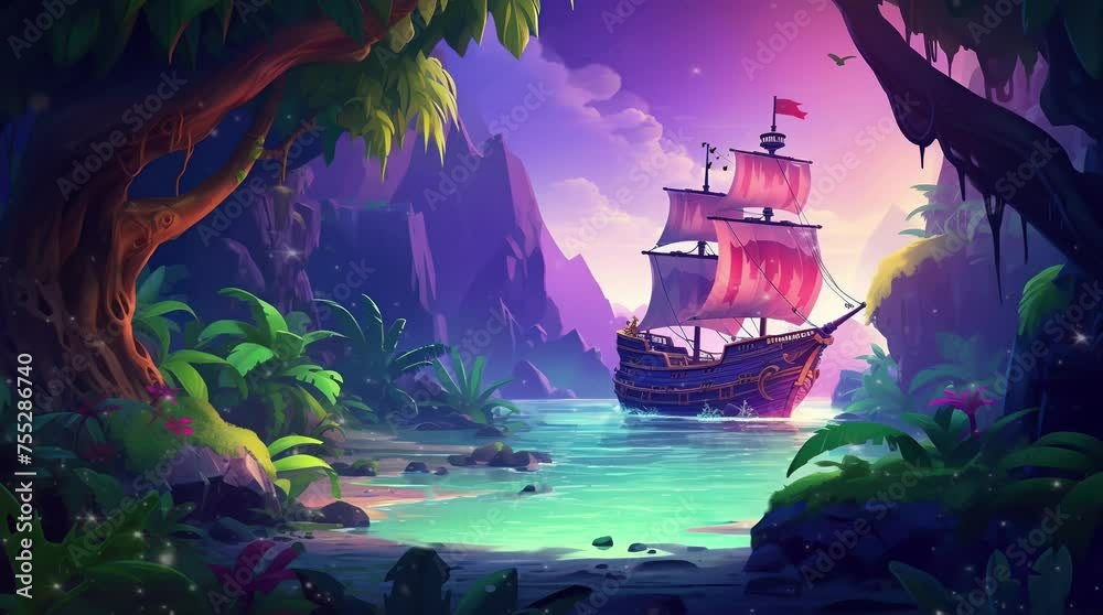 Forest's Edge: Pirate Ship Seen from the Enshrouded Forest Seamless ...