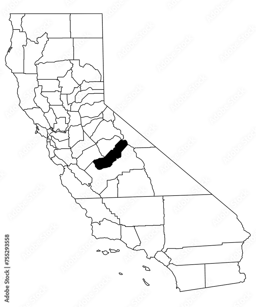 Map of Madera County in California state on white background. single ...