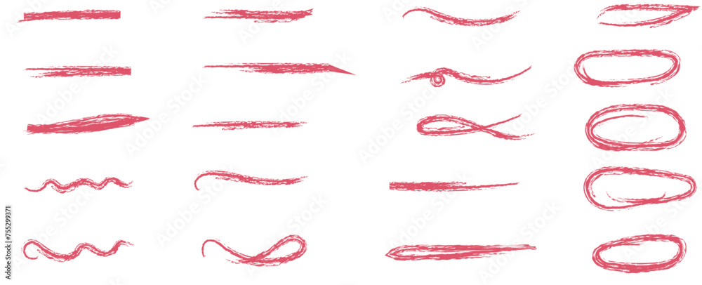 Crayon brush stroke red underline. Chalk pen highlight stroke. Vector ...