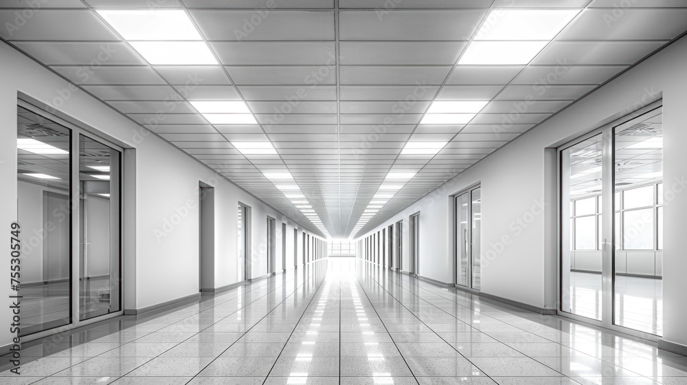 Interior modern building of Office ceiling in perspective with white ...